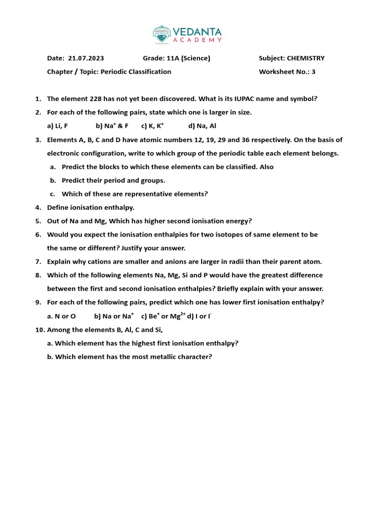 GRADE 11_CHEMISTRY_WORKSHEET-3_(21.07.2023).docx | PDF
