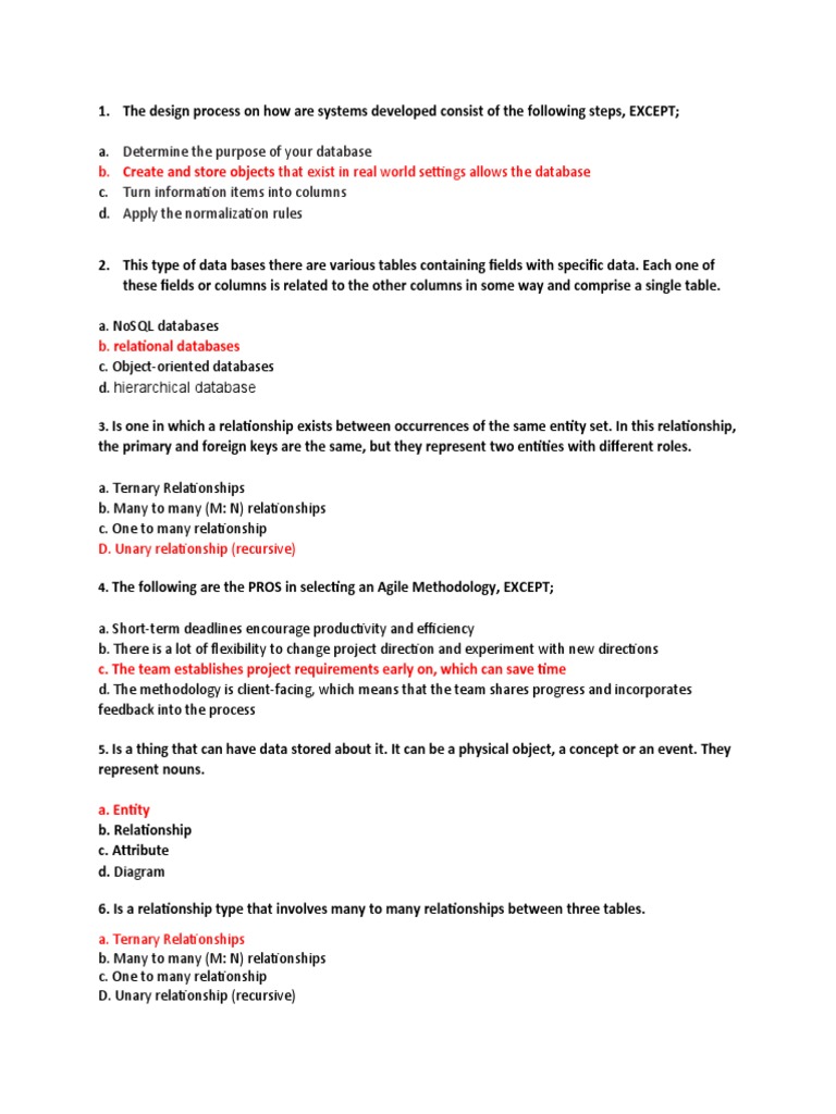 Quiz Pdf Databases Relational Database