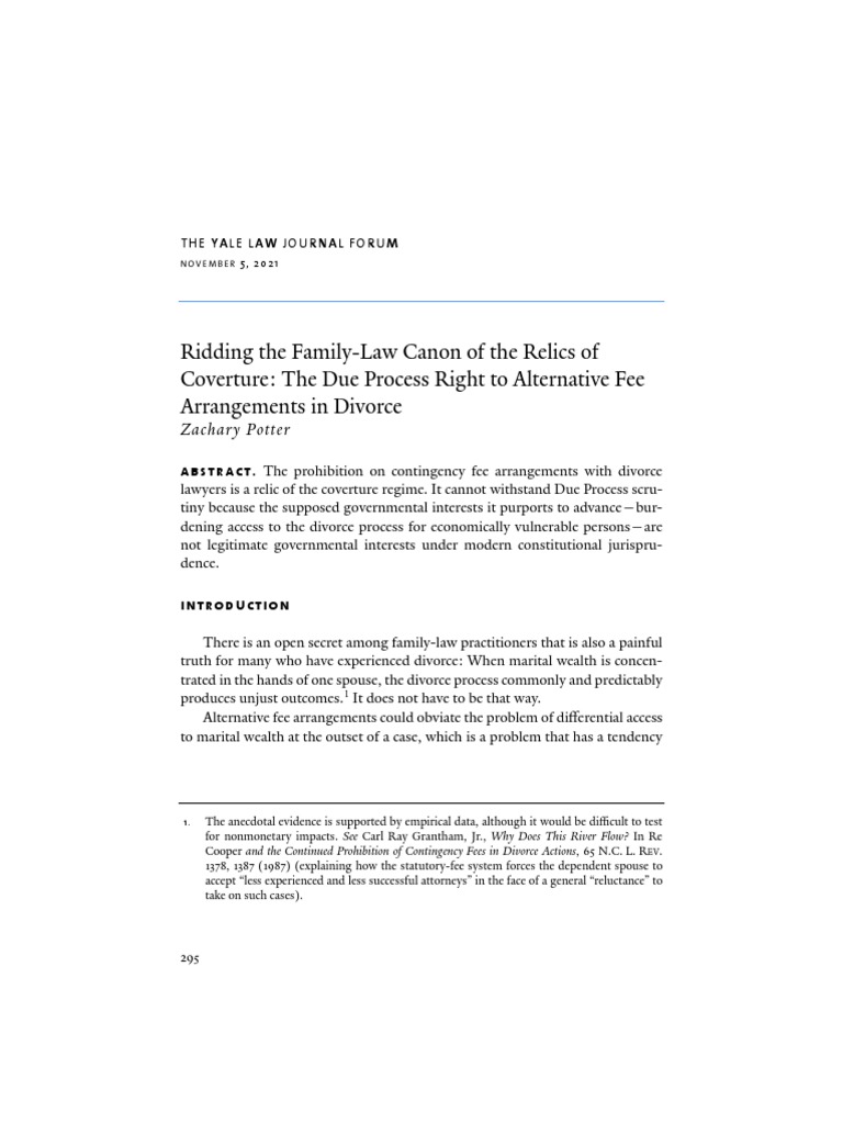 Divorce Fee Rights & Coverture Reform | PDF