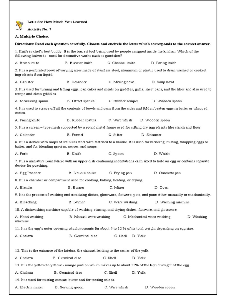 Activity Sheets G10 TLE - Final | Download Free PDF | Starch | Pasta