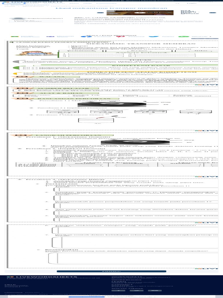 LKPD Mekanisme Transpor Membran Worksheet - Live Worksheets | Download Free PDF | Web 2.0 ...