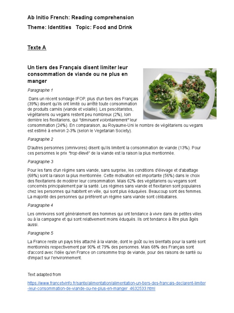 Ab Initio French Food Assessment For TES | PDF