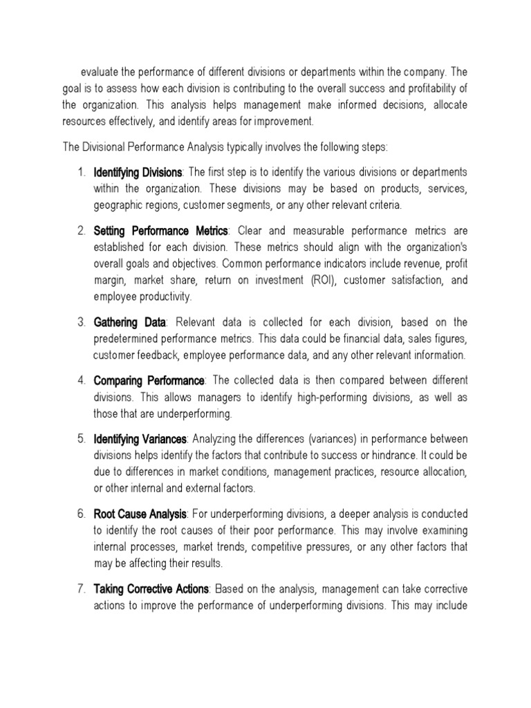 Divisional Performance Analysis-1 | PDF | Performance Indicator | Return On Investment