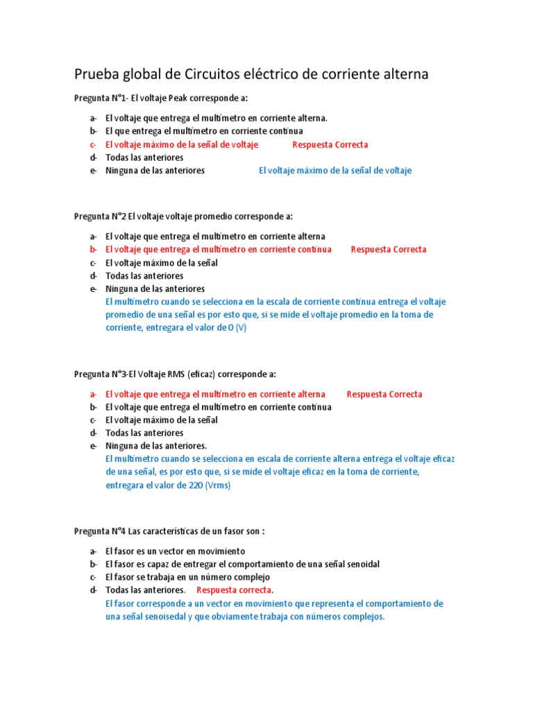 Prueba Global Modumo de Corriente Alterna | PDF | Energia electrica ...