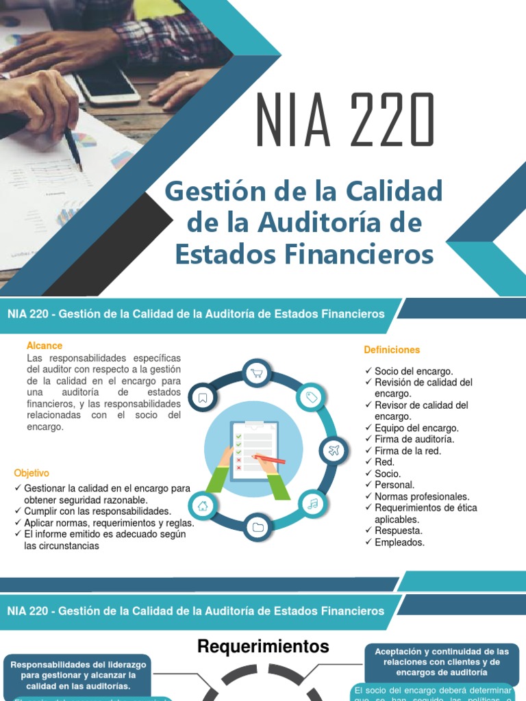 Diapositivas NIA 220 | PDF | Auditoría | Gestión de la calidad