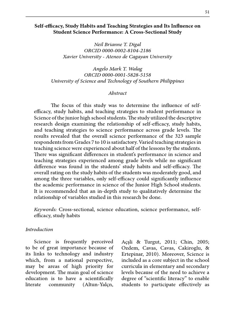 Self Efficacy Study Habits and Teaching | PDF | Constructivism ...