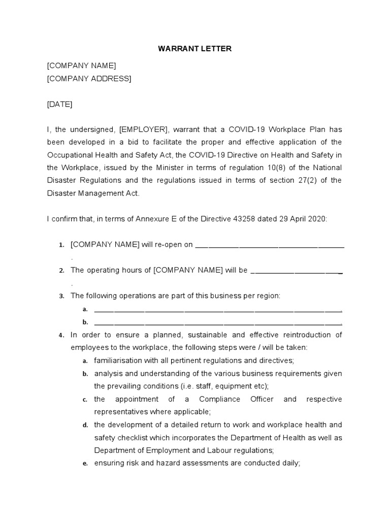 Warrant Letter and Appointment of Compliance Officer | PDF ...