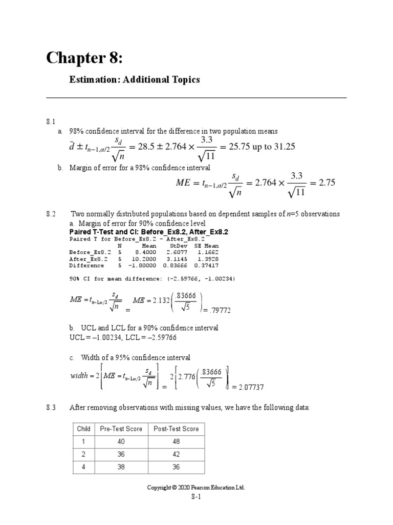 Nsbe9ege Ism Ch08 | PDF | Standard Deviation | Confidence Interval