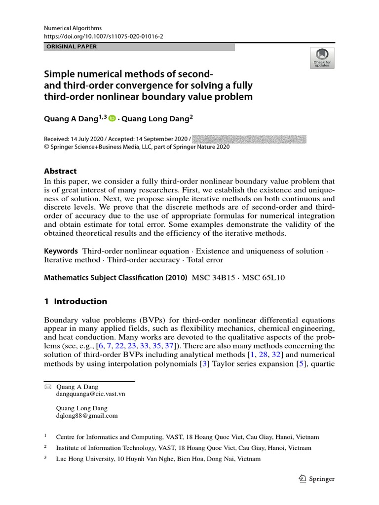 Dang 2020 | PDF | Nonlinear System | Differential Equations