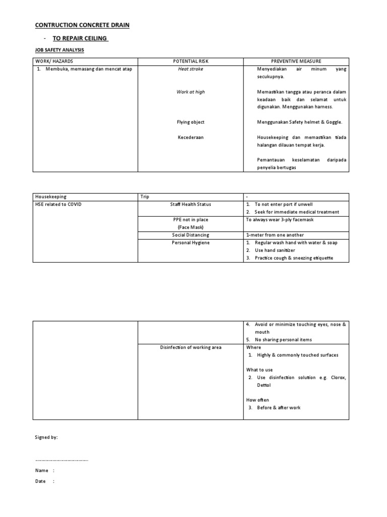 Jsa Ceiling | PDF | Housekeeping | Occupational Safety And Health