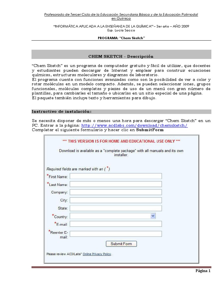 Instructivo CHEM SKETCH | Descargar gratis PDF | Química | Moléculas Instructivo CHEM SKETCH | Descargar gratis PDF | Química | Moléculas