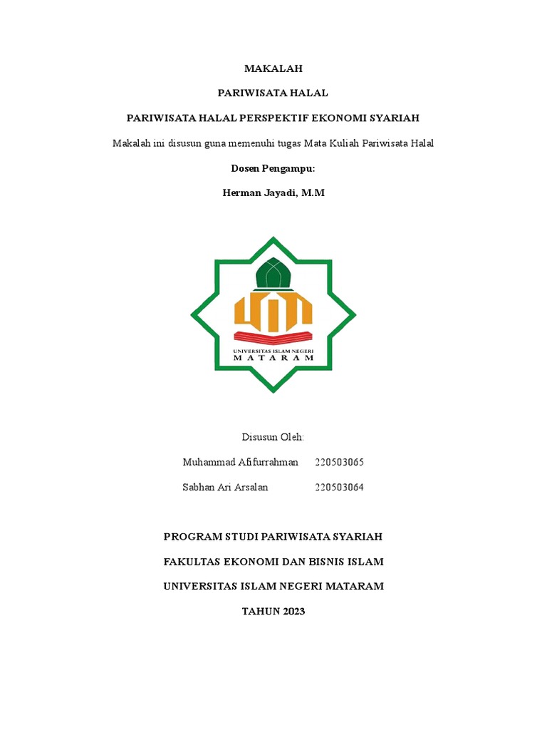 Makalah Pariwisata Halal Kelompok 1 | PDF | Ilmu Sosial