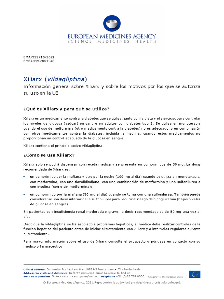 Xiliarx Epar Medicine Overview Es | PDF | Diabetes | Insulina
