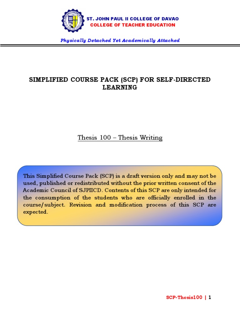 Thesis Writing Course Pack Overview | PDF
