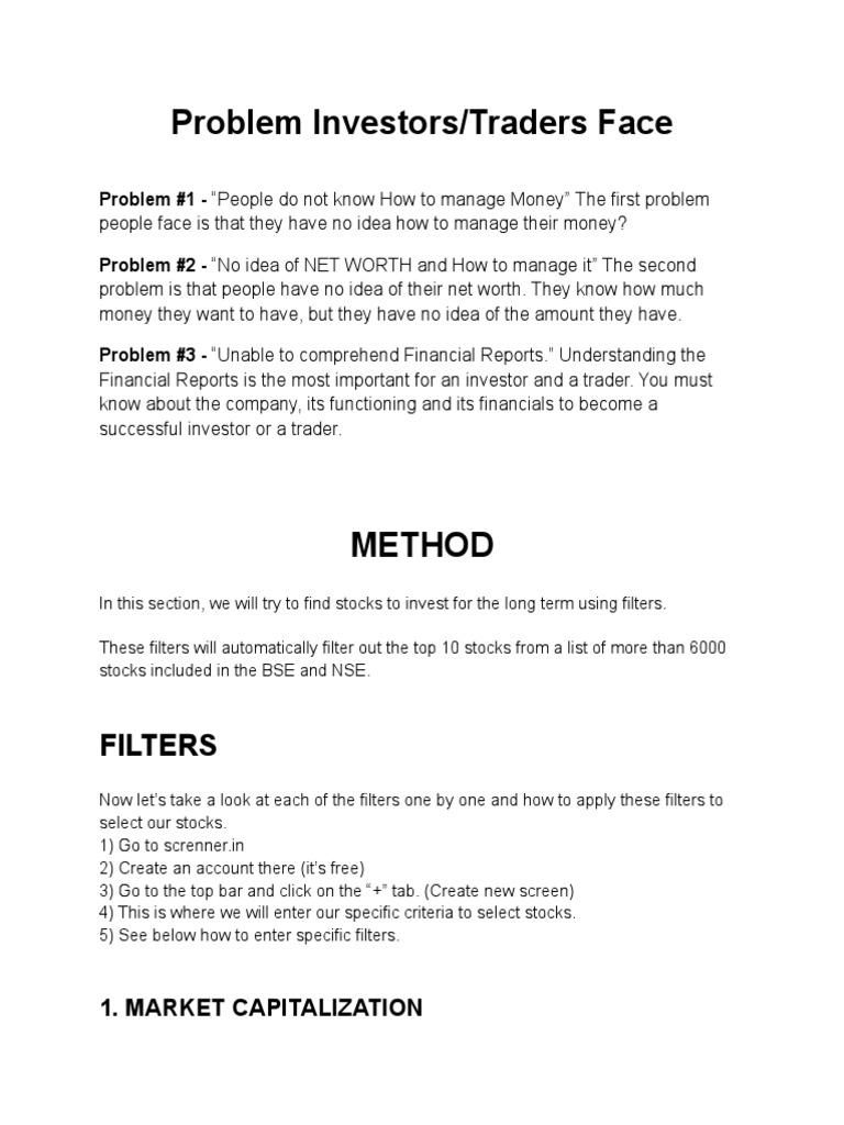 Stock Selection Guide for Investors | PDF | Market Capitalization ...