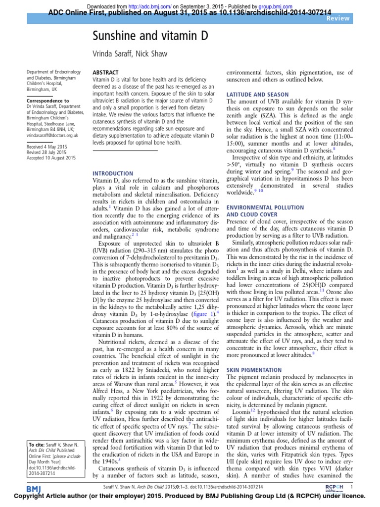 Saraff | PDF | Vitamin D | Ultraviolet