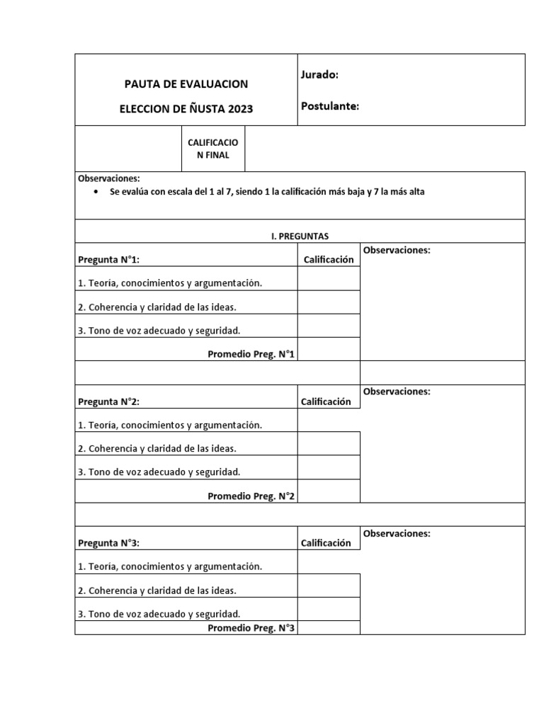 Pauta de evaluación | PDF