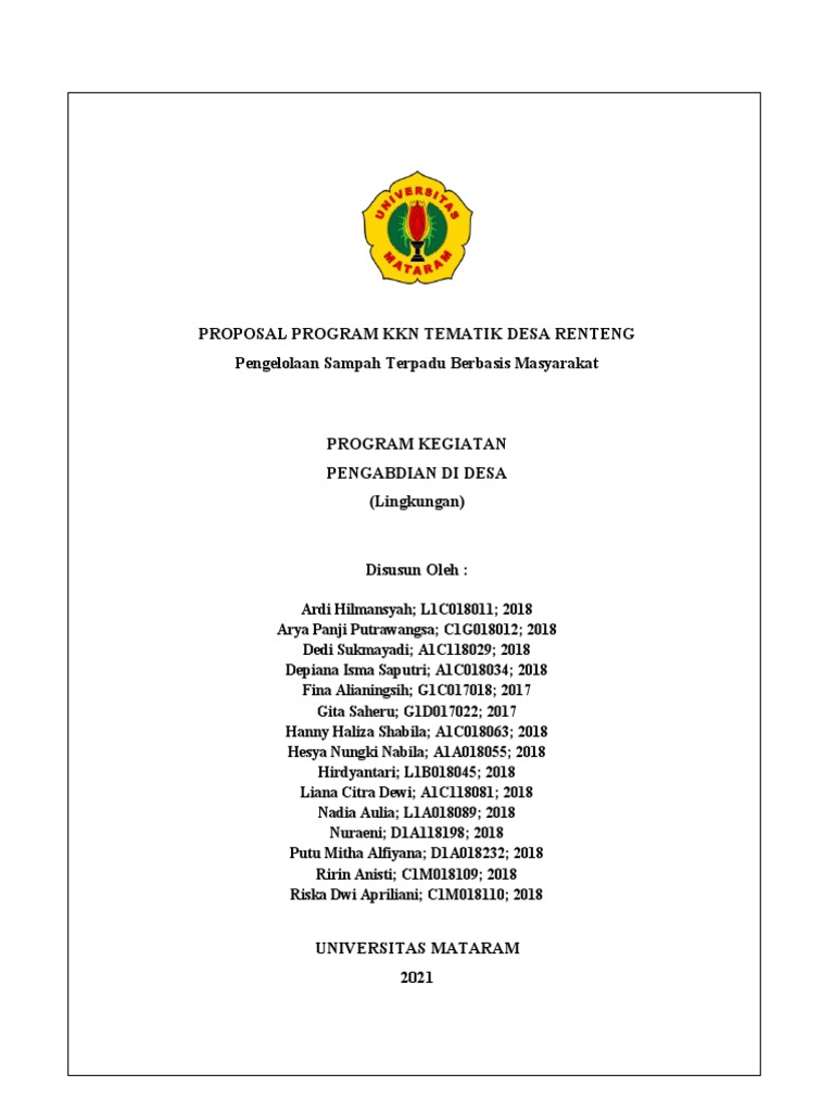 REVISI PROPOSAL KKN RENTENG Fix | PDF