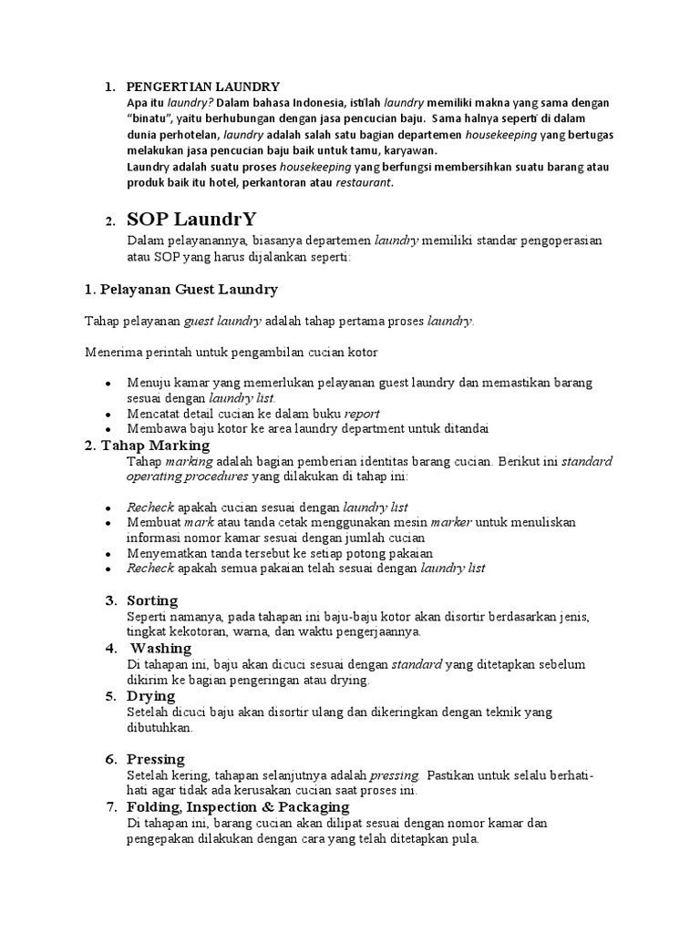 Pengertian Laundry | PDF
