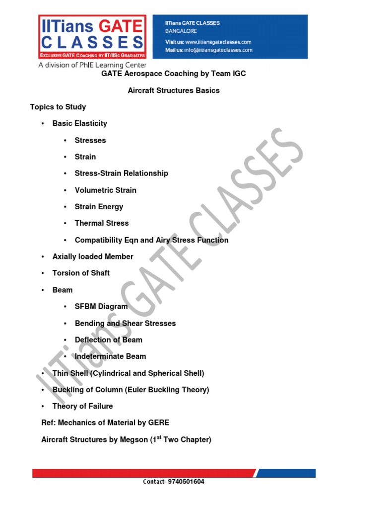 GATE Aerospace: Aircraft Structures Basics | PDF | Stress (Mechanics ...