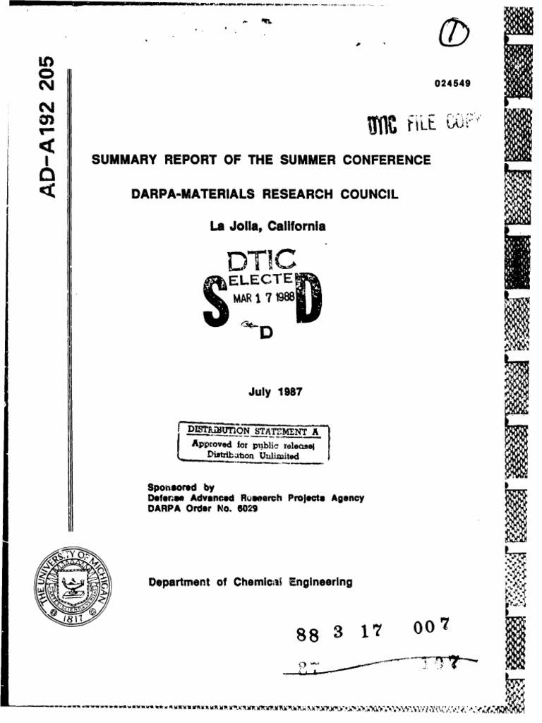 1987 DARPA Materials Research Conference Summary | PDF | Gun Barrel ...