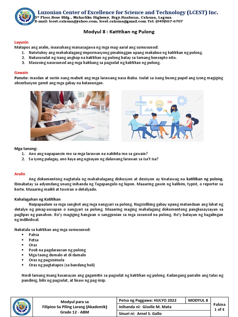 12 Piling Larang Akademik Week 8 Module 8 | PDF