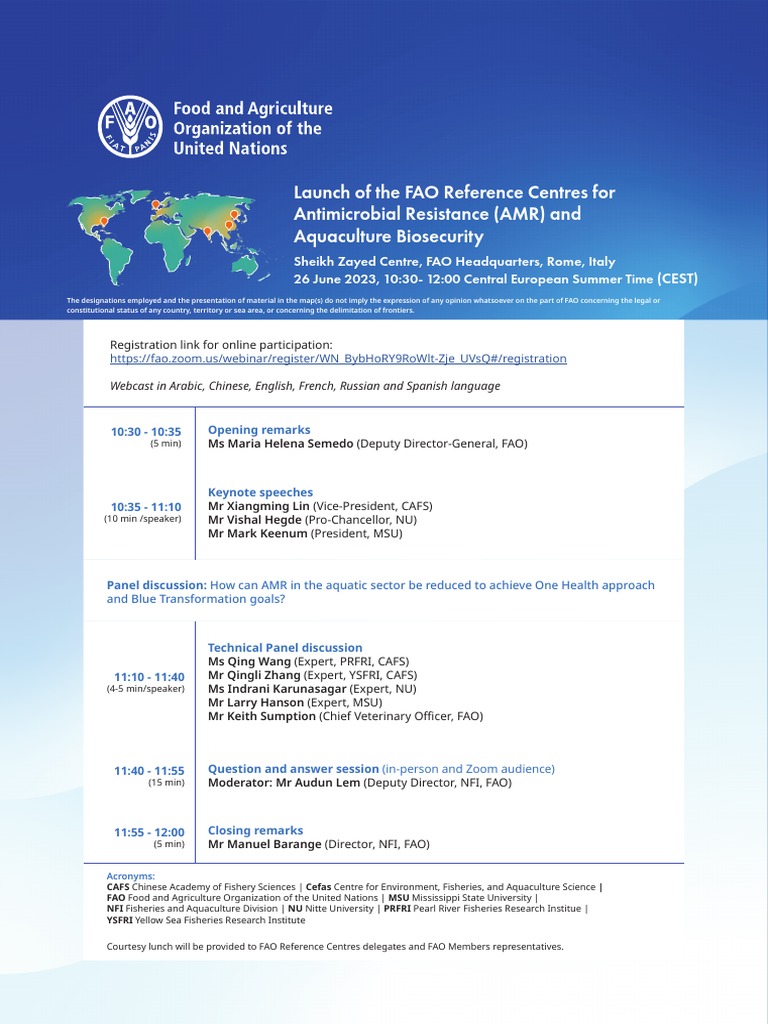 Launch of The FAO Reference Centres For Antimicrobial Resistance (AMR ...