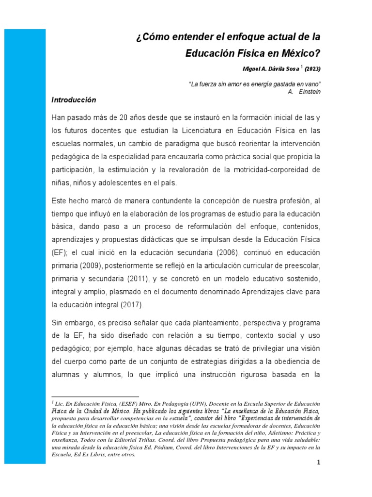 El Enfoque Actual de La EF Miguel Sosa 2023 | PDF | Aprendizaje ...
