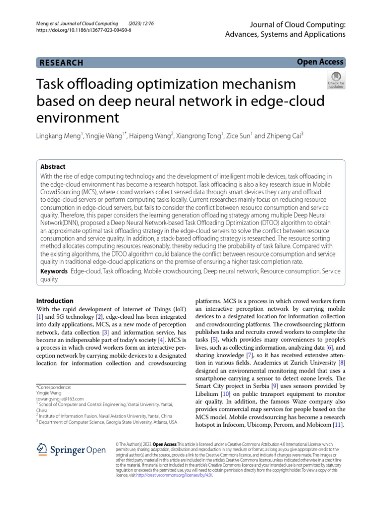 Task Offloading Optimization Mechanism Based On Deep Neural Network in Edge-Cloud Environment ...