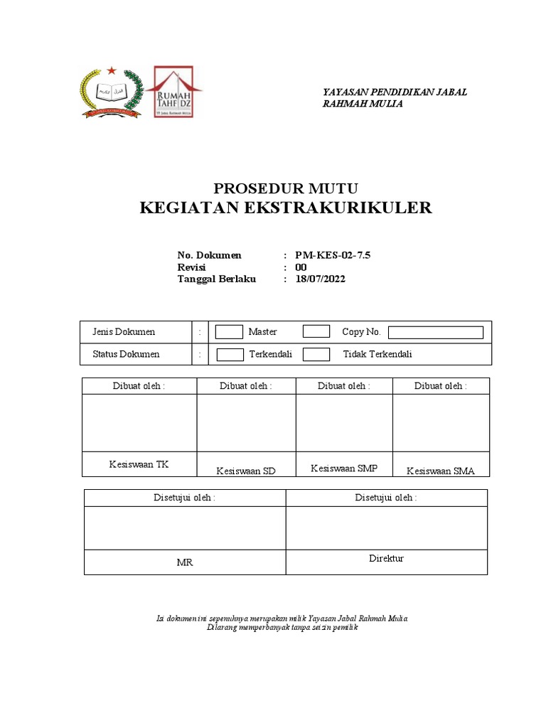 Sop Kegiatan Ekstrakurikuler | PDF