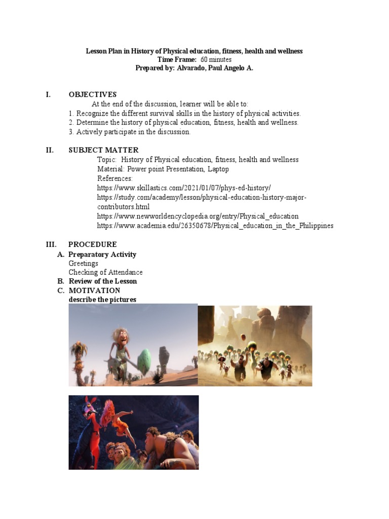 Lesson Plan in History of Physical Education (AutoRecovered) | PDF ...