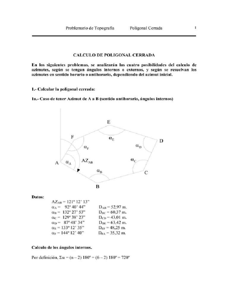 Ejercicios Poligonales Topografia | PDF