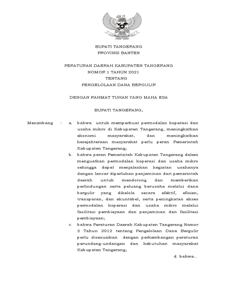 Perda 1 2021 | PDF | Pengelolaan Keuangan & Uang