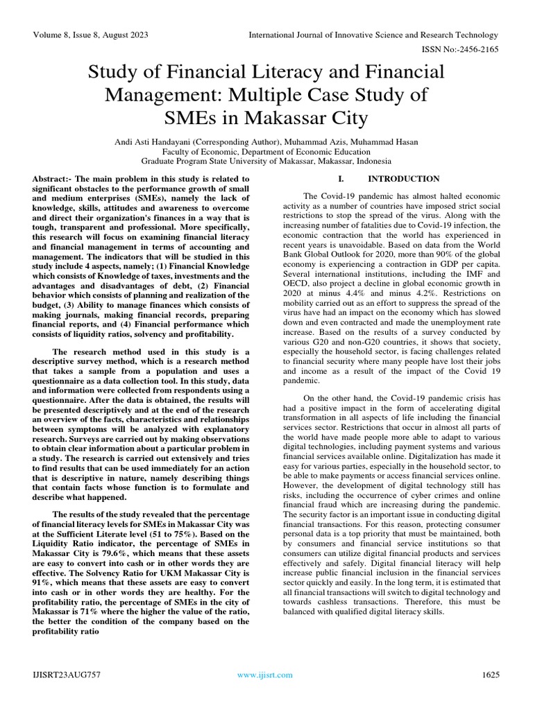 Study of Financial Literacy and Financial Management: Multiple Case ...