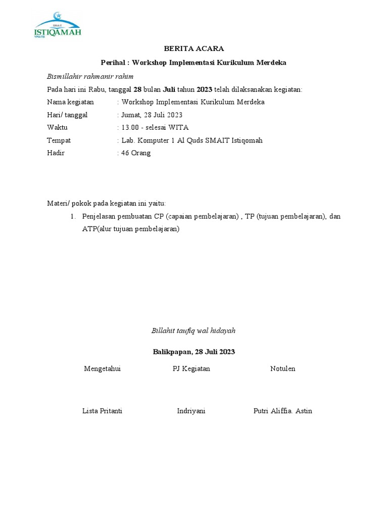 Workshop Kurikulum Merdeka 2023 | PDF