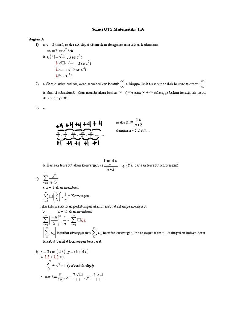 Solusi UTS Matematika IIA (Izur) | PDF