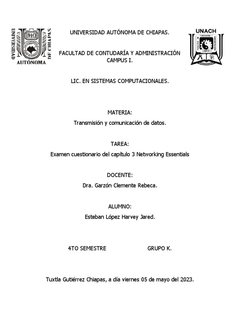 Examen Cuestionario Del Capítulo 3 Networking Essentials | PDF
