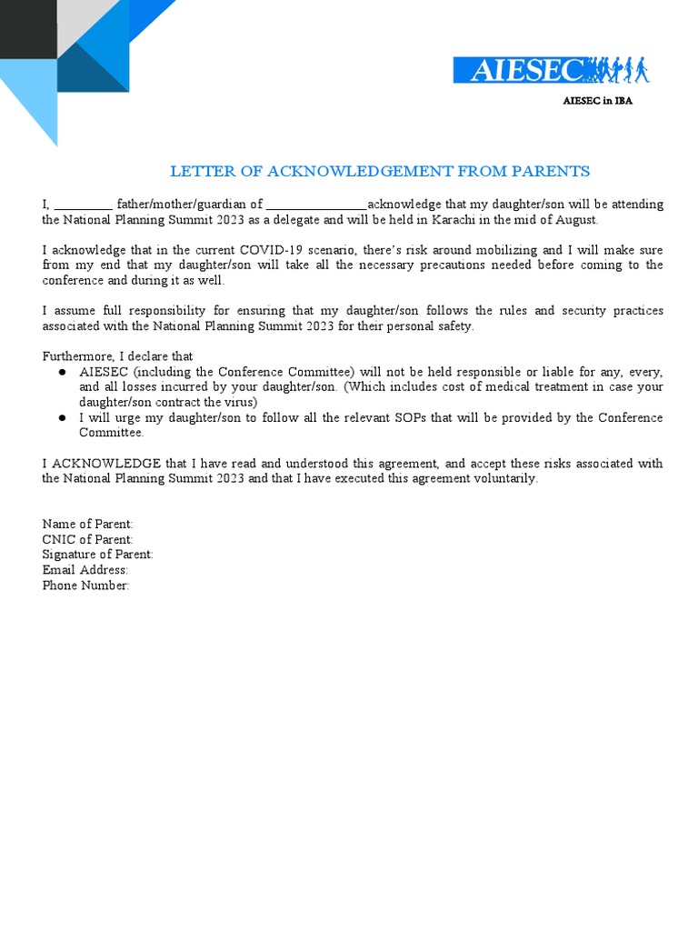 Acknowledgement Letter Frrents - NPS '23 | PDF