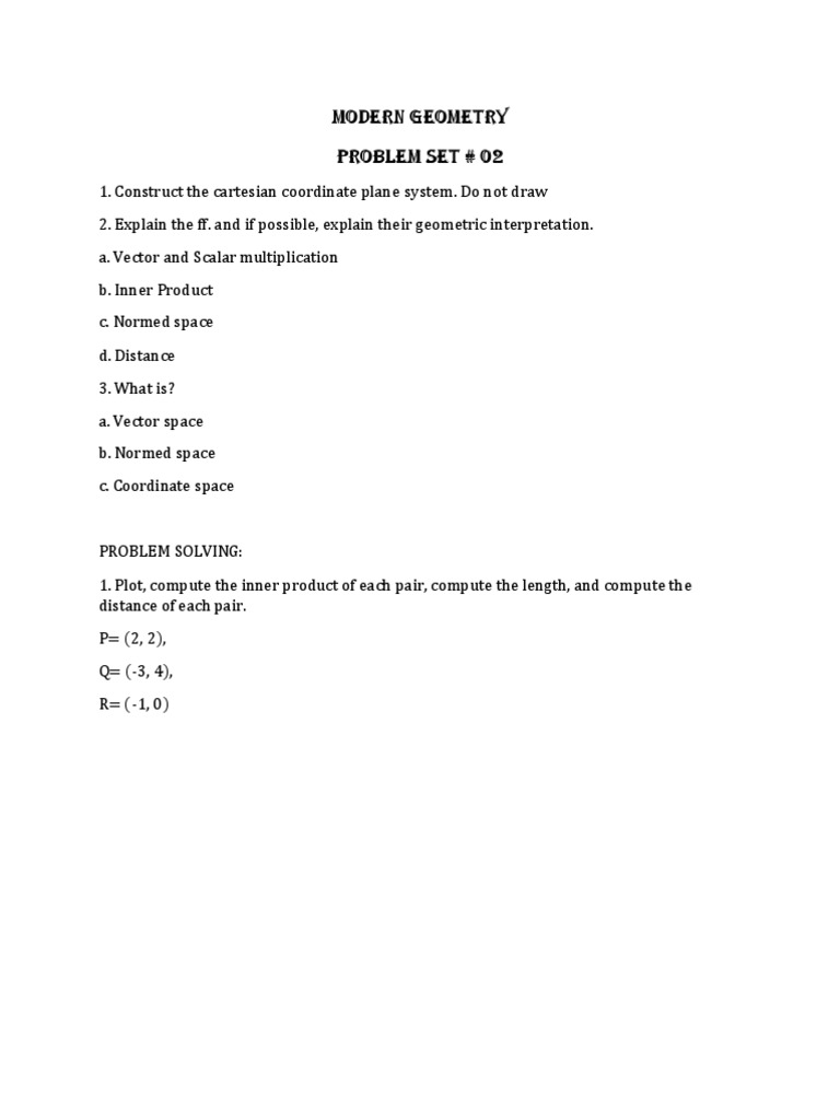 Modern Geometry Problem Set #02 | PDF | Teaching Methods & Materials