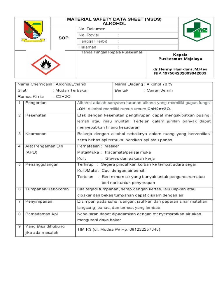 1. MSDS - Alkohol | PDF