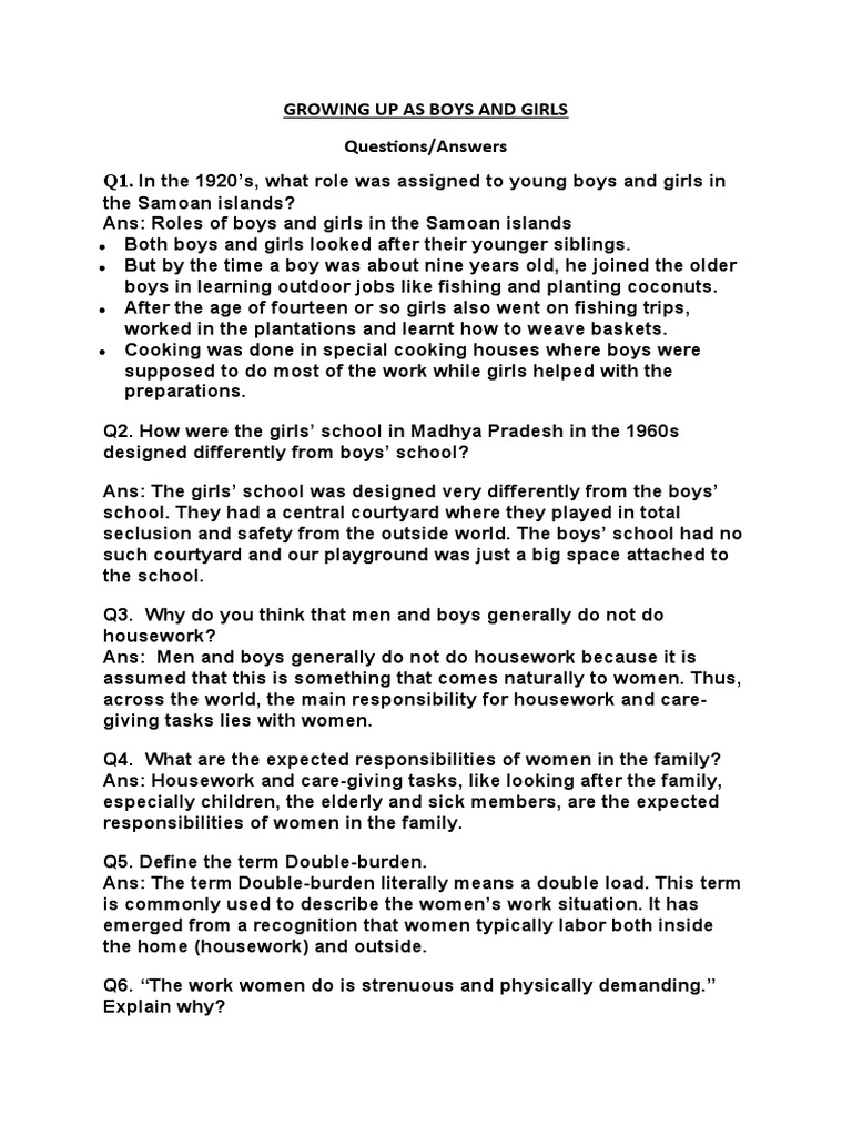 Gender Roles and Responsibilities in Society | PDF | Domestic Worker ...