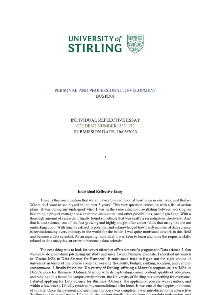 Individual Reflective Essay | PDF | Databases | Data Individual Reflective Essay | PDF | Databases | Data
