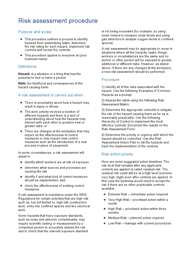 Comprehensive Risk Assessment Procedure | PDF | Risk | Risk Assessment