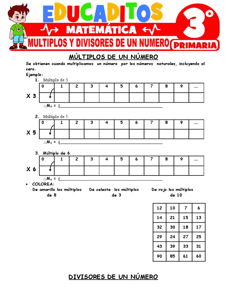 Múltiplos y Divisores para Primaria | PDF | Teoría de los números
