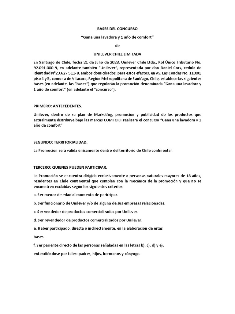 Bases y Condiciones Concurso Chile | PDF | Negocios | Ciencias sociales Bases y Condiciones Concurso Chile | PDF | Negocios | Ciencias sociales