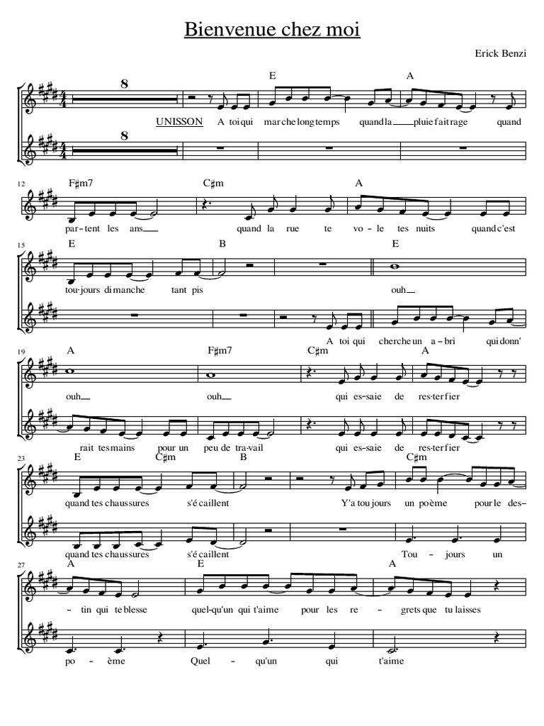 Bienvenue chez moi - Paroles et Accords | PDF