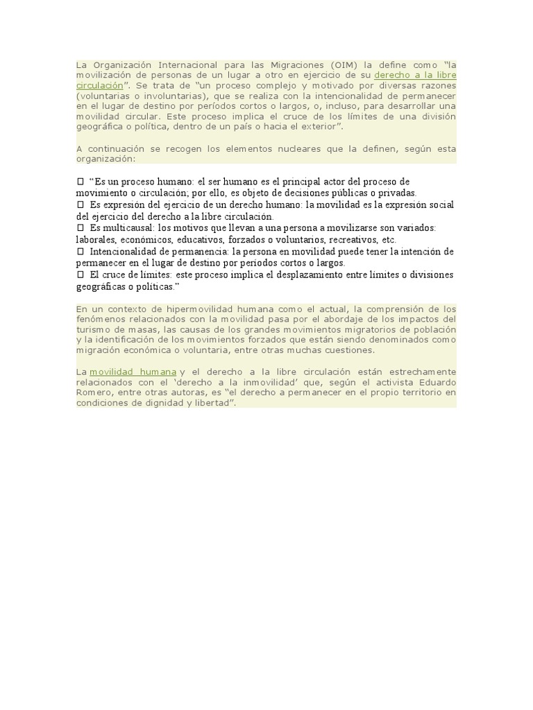 Derecho A La Libre Circulación | PDF