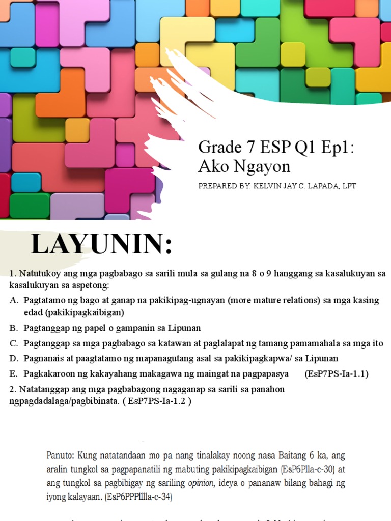 Grade 7 ESP Q1 Lesson 1 | PDF