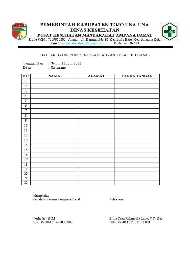 Daftar Hadir Desi 2020 | PDF