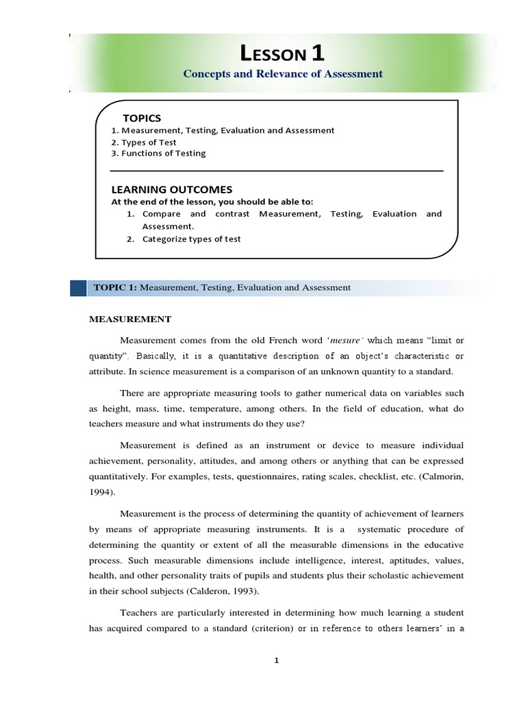 Assessment of Learning 1 1 | PDF | Educational Assessment | Learning